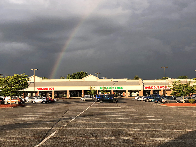 Even the parking lot has its moments of magic &ndash; a rainbow appears as if to confirm you've found the true end of the discount rainbow.