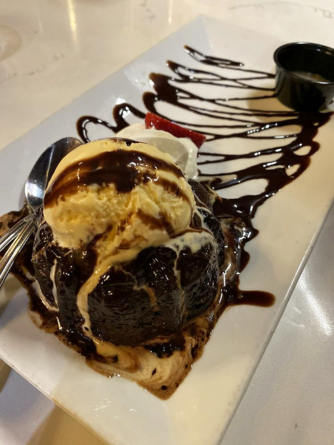 A chocolate lava cake that doesn't just satisfy your sweet tooth&mdash;it throws a party for it. The warm chocolate center meets cold ice cream in dessert's perfect marriage.