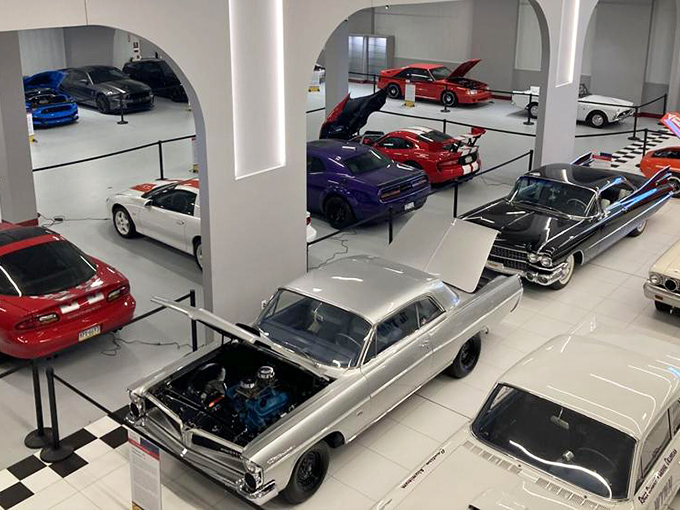 Classic American muscle cars share floor space with exotic supercars, demonstrating that automotive passion knows no borders &ndash; just beautiful engineering.