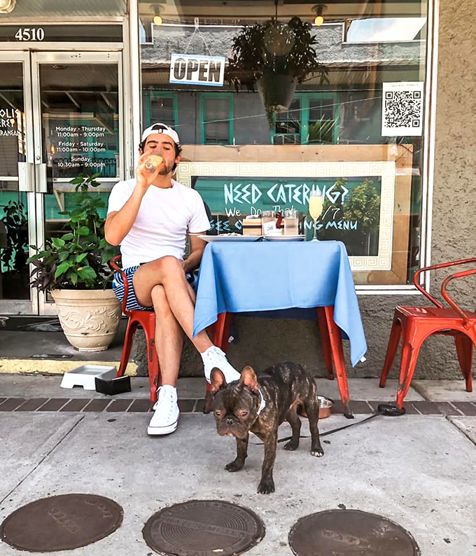 Sidewalk seating that invites you to linger like a local, sipping Greek coffee while watching Metairie life unfold&mdash;Mediterranean leisure with Louisiana flair.