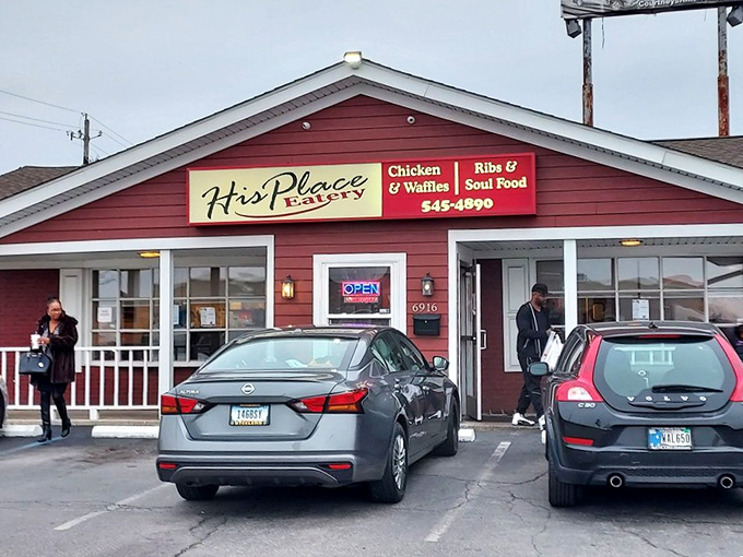 Cars line up outside this red-sided building on East 30th Street&mdash;everyone getting in position for their soul food fix.