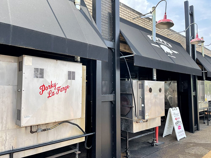 The smokers outside&mdash;affectionately named "Porky LaForge"&mdash;work tirelessly day and night. These metal beasts are where the alchemy of barbecue begins.
