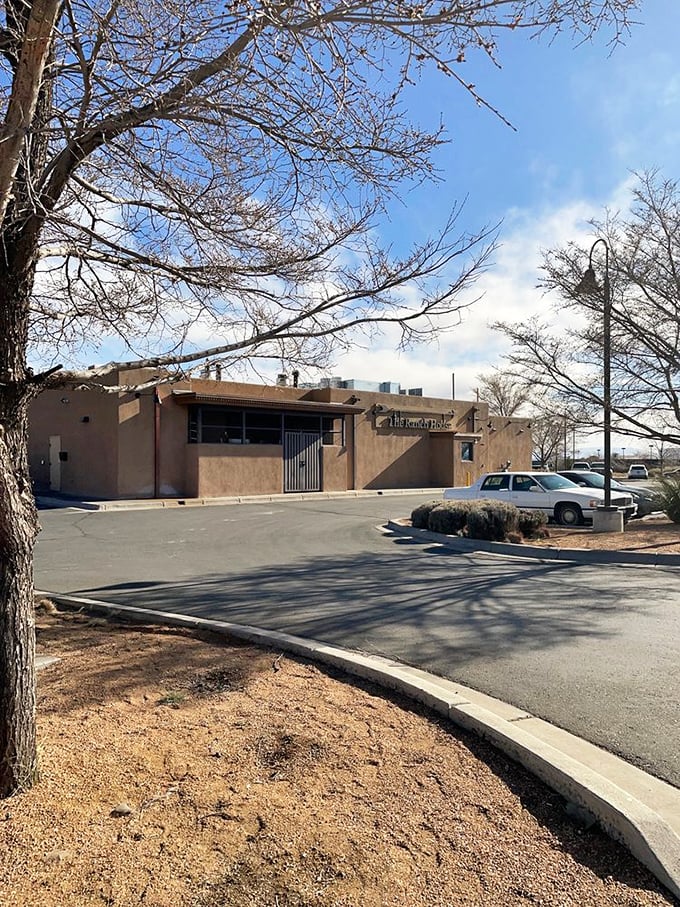 Even from the outside on a winter day, the adobe structure promises warmth and comfort &ndash; both architectural and culinary.