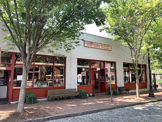 The charming exterior sits on brick sidewalks in Raleigh's historic City Market &ndash; a portal to Southern food paradise.