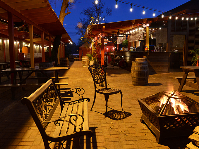 As twilight falls, El Fuego's outdoor patio transforms into a magical space where string lights, fire pits, and margaritas create perfect Nashville nights.