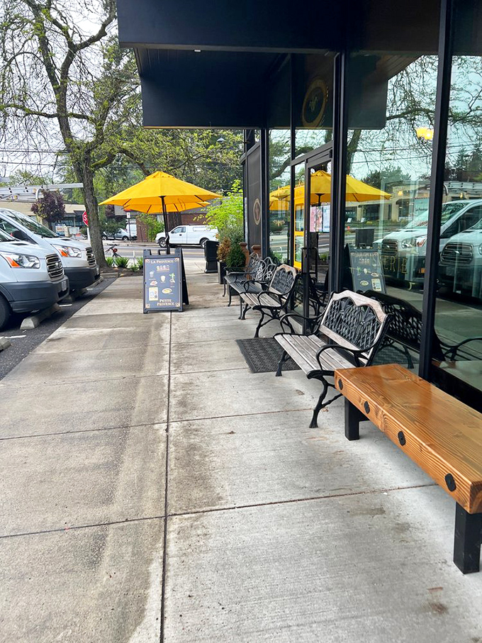 Even the outdoor seating area whispers "stay awhile"&mdash;those yellow umbrellas are practically begging you to linger over one more coffee. 