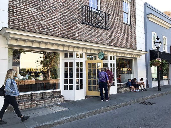 The storefront that launched a thousand breakfast pilgrimages, nestled perfectly among Charleston's historic downtown charm.