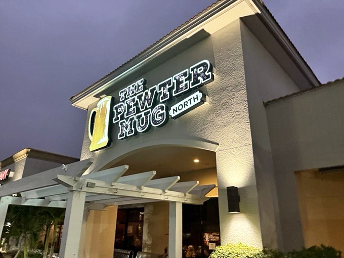 As evening falls, The Pewter Mug North's sign glows like a beacon for the prime rib faithful&mdash;Naples' answer to the North Star for hungry navigators.