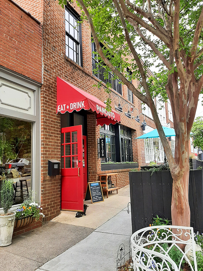 Behind Panciuto's bright red door awaits culinary creativity that rivals the artistic treasures found in neighboring antique shops.