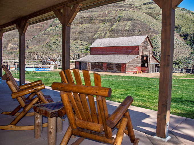 Adirondack chairs on the cabin porch offer front-row seats to nature's greatest show&mdash;no tickets required, just bring your sense of wonder.