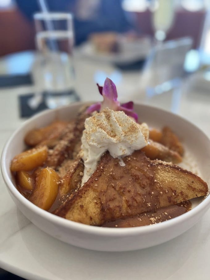 French toast that captures the essence of peach cobbler&mdash;proving that breakfast and dessert were never meant to be separated.