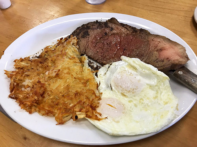 The steak and eggs special that answers the eternal question: "Why choose between breakfast and lunch?" Crispy hash browns complete this holy trinity.
