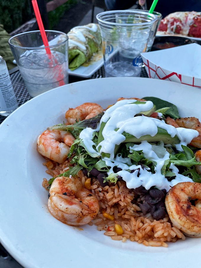 A symphonic bowl where spicy shrimp, seasoned rice, and fresh greens perform in perfect harmony. Standing ovation guaranteed.