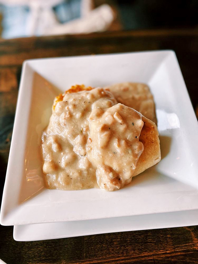 Biscuits smothered in creamy gravy&mdash;a Southern classic that's found its spiritual home in Columbus. Resistance is futile.