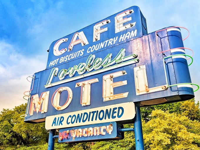 This neon beacon has guided hungry travelers for decades, standing as Nashville's own North Star for those seeking breakfast salvation.