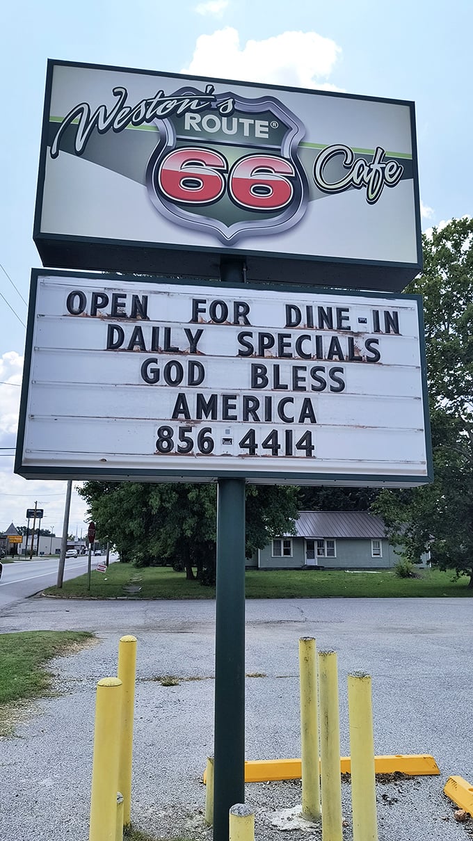 The sign that's welcomed hungry travelers for generations. It's not just announcing daily specials&mdash;it's proclaiming "authentic Americana served here."