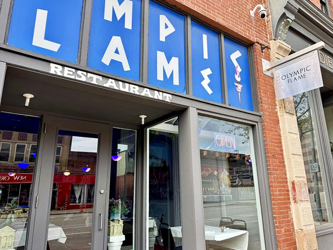 That iconic blue signage isn't just a restaurant marker&mdash;it's a beacon for anyone seeking authentic Greek flavors in Des Moines.