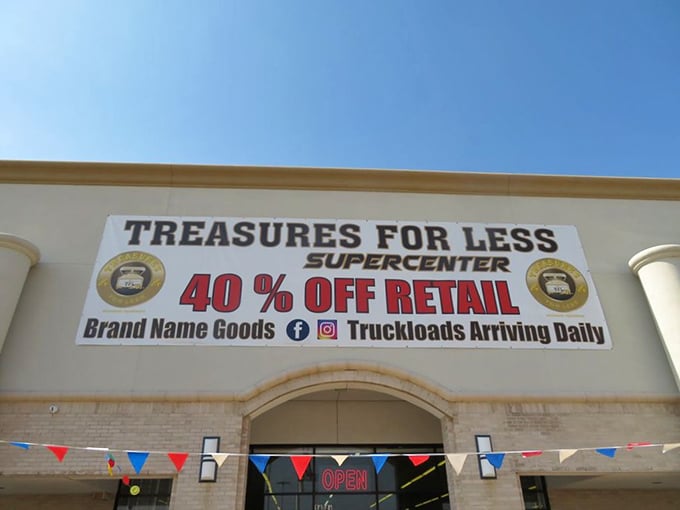 The storefront promises what's inside &ndash; 40% off retail and "truckloads arriving daily" is music to a bargain hunter's ears.