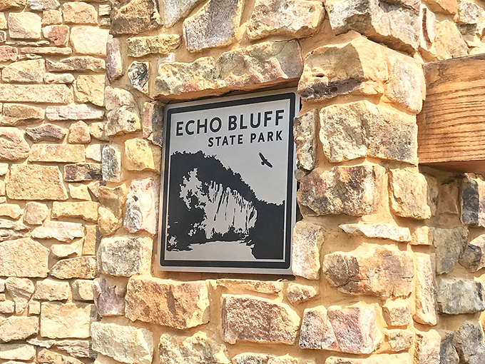 More than just a marker, this sign represents the gateway to Missouri's hidden paradise. Echo Bluff's iconic silhouette promises adventures worth remembering.