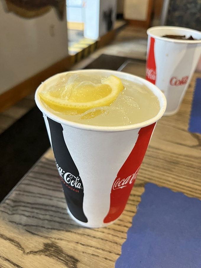 A classic lemonade in a Coca-Cola cup&mdash;the perfect palate cleanser between bites of briny, buttery seafood perfection.