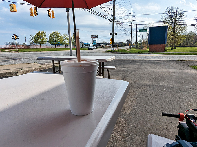 Sometimes the simplest pleasures are the best&mdash;a foam cup, an outdoor table, and the rhythm of Jefferson Avenue traffic creating the soundtrack for a perfect Michigan afternoon.