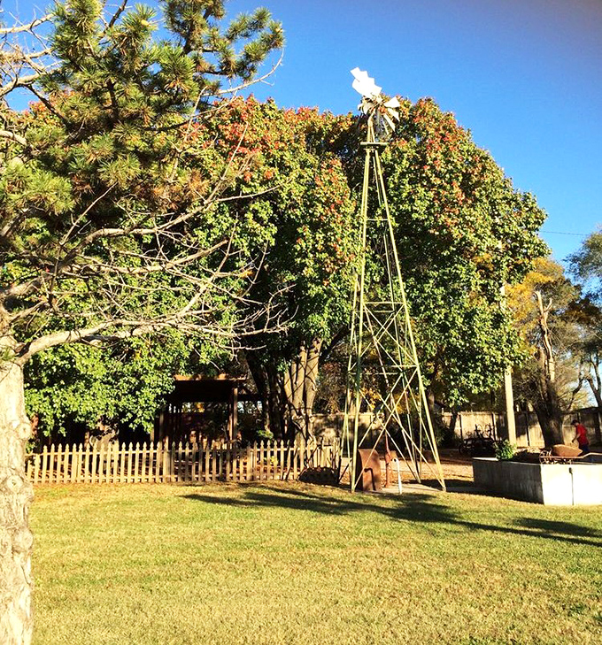 A slice of Kansas pastoral charm completes the Stroud's experience. The windmill stands sentinel over grounds that feel miles away from city life.