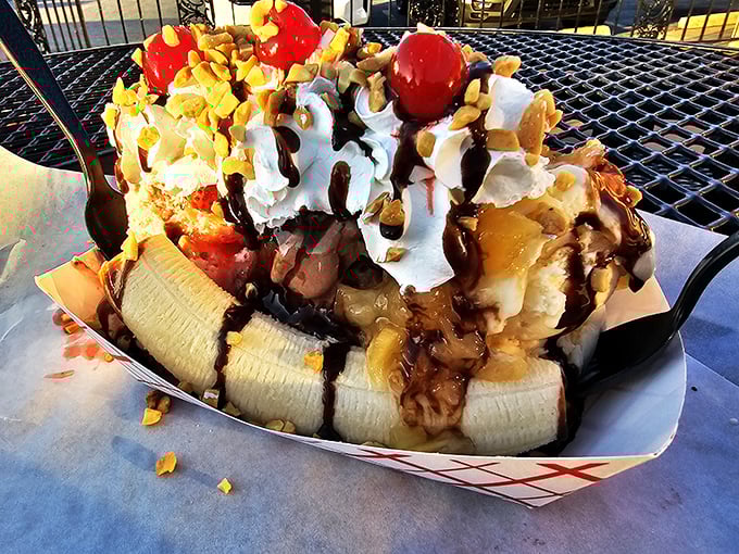 The banana split doesn't just end your meal—it celebrates it. This mountain of ice cream, whipped cream, and toppings is dessert's victory lap.