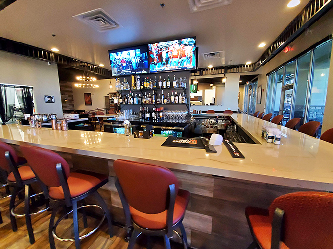 A bar that says "stay awhile" without having to say anything at all. The perfect perch for pasta-fueled people watching.