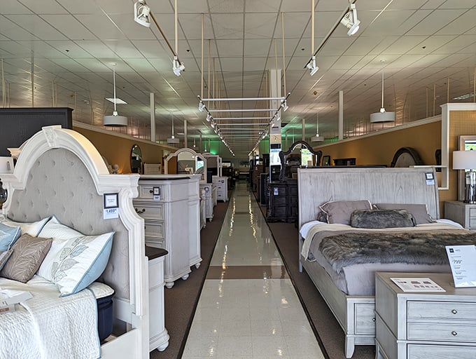 A bedroom furniture aisle that feels like walking through a dream sequence. From traditional elegance to modern simplicity, your perfect sleep sanctuary awaits.