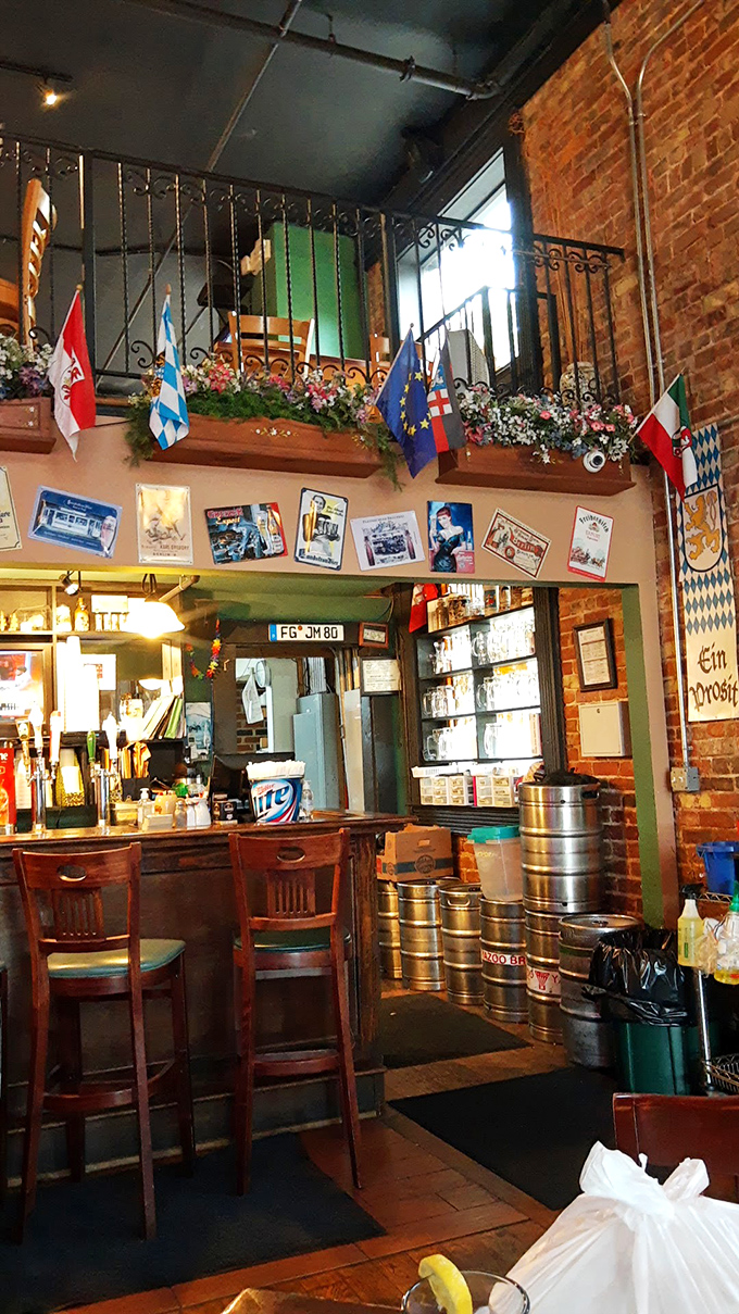 Behind every great German restaurant is a well-stocked beer supply &ndash; these kegs aren't just containers, they're vessels of joy waiting to be tapped.