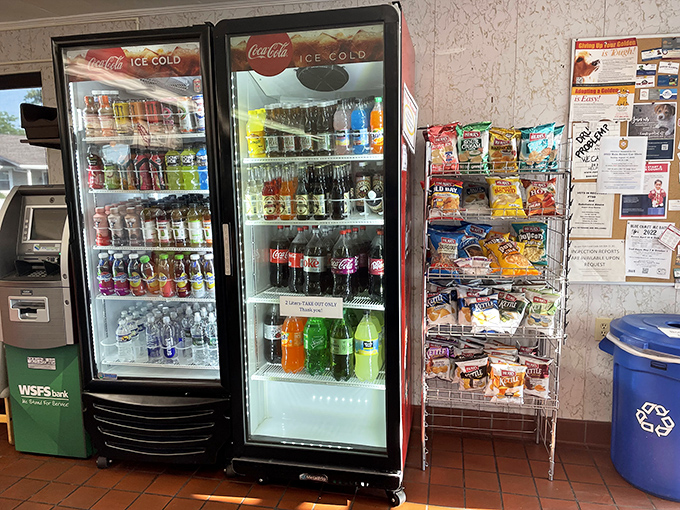 The exterior view showcases Speck's modest appearance—a reminder that culinary greatness often comes in humble packages.