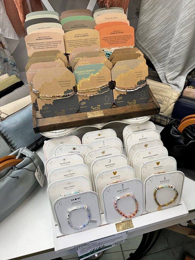 Delicate handcrafted bracelets await wrists in need of adornment—tiny wearable souvenirs that capture beach vibes in beaded form.