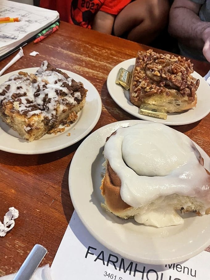 The holy trinity of morning pastries. That cinnamon roll alone could make a grown adult weep with joy&mdash;no judgment here.