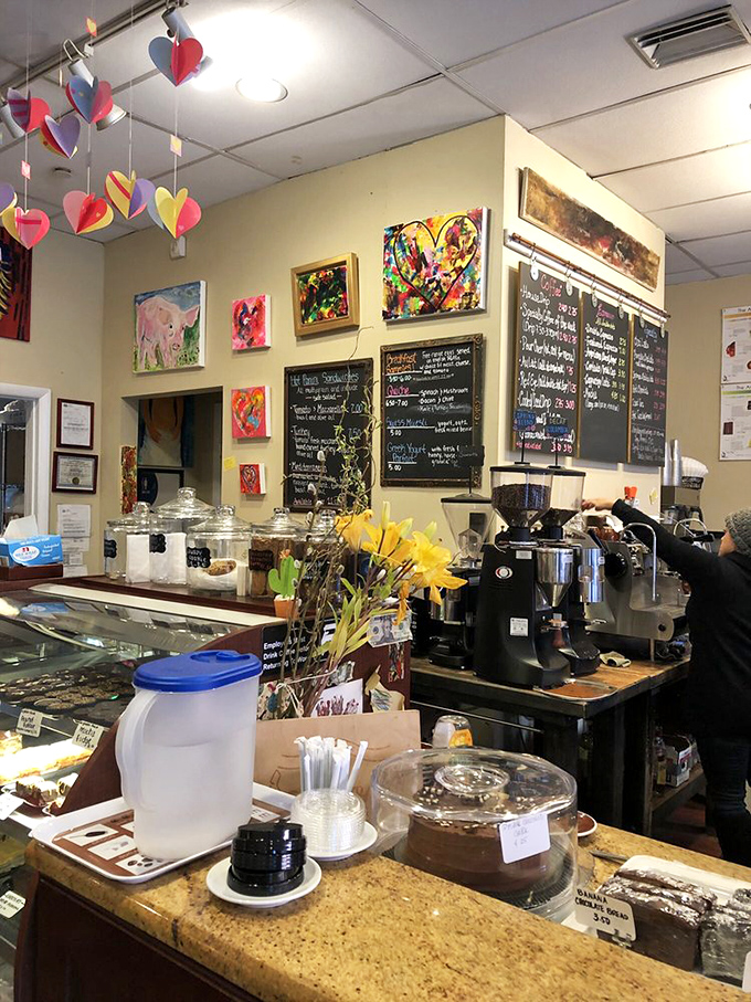 Colorful paper hearts dangle above carefully crafted desserts &ndash; proof that this place nourishes your soul as thoroughly as your caffeine addiction.