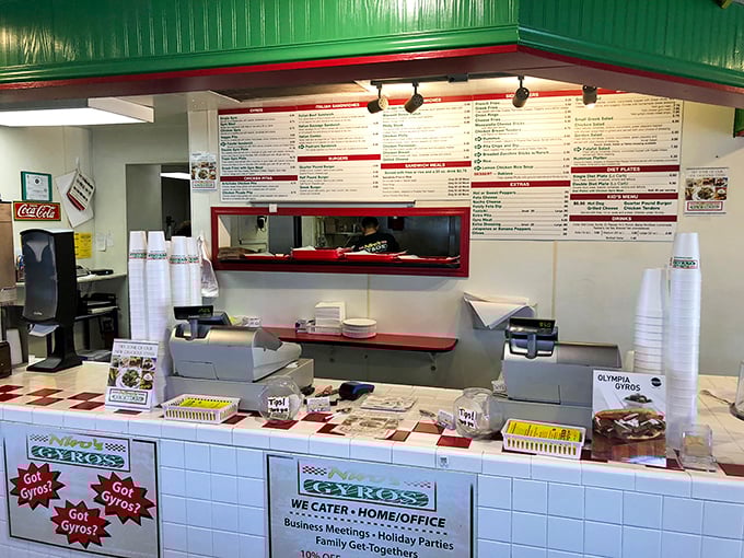 Where the magic happens&mdash;the unassuming counter where Mediterranean dreams come true, one gyro at a time.