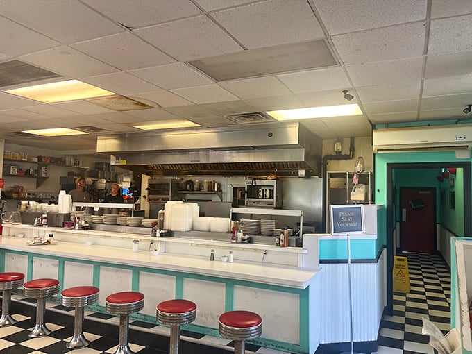 Where the magic happens. This counter view is better than front-row seats at any theater - the griddle sizzles, plates fly, and breakfast dreams come true.