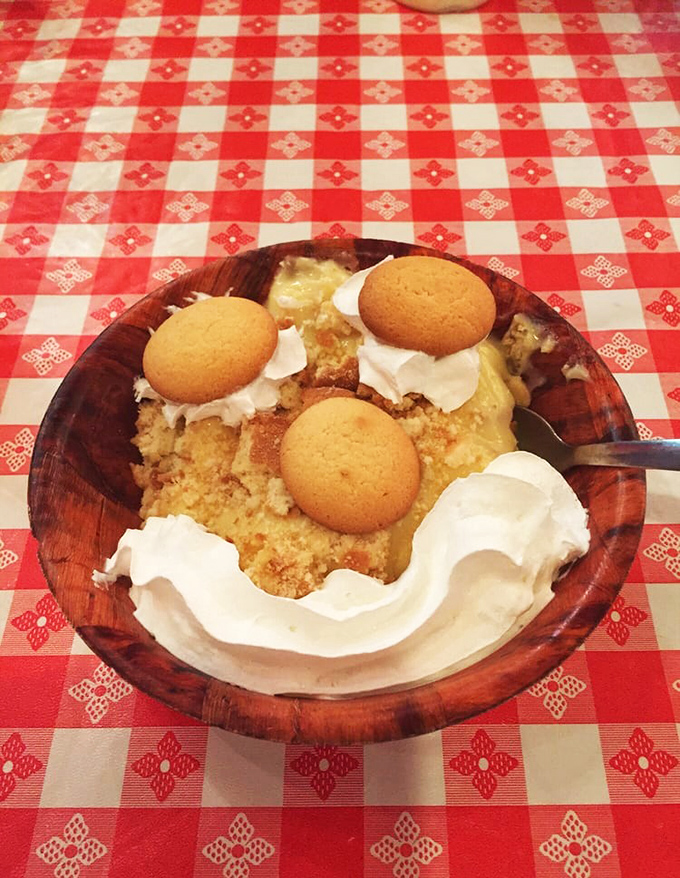 Banana pudding with vanilla wafers and whipped cream&mdash;proof that sometimes the simplest desserts are the ones we dream about years later.