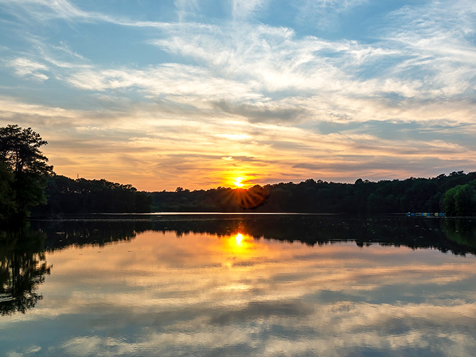 Sunset at Killens Pond&mdash;when the sky and water collaborate on a masterpiece that no filter could improve.