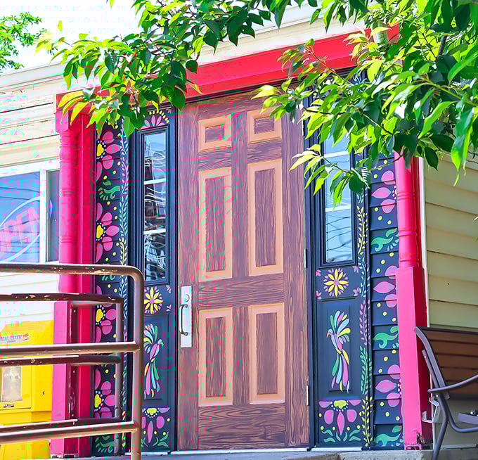 The entrance promises what the interior delivers – a colorful departure from the ordinary that signals your taste buds are about to take a delicious journey.