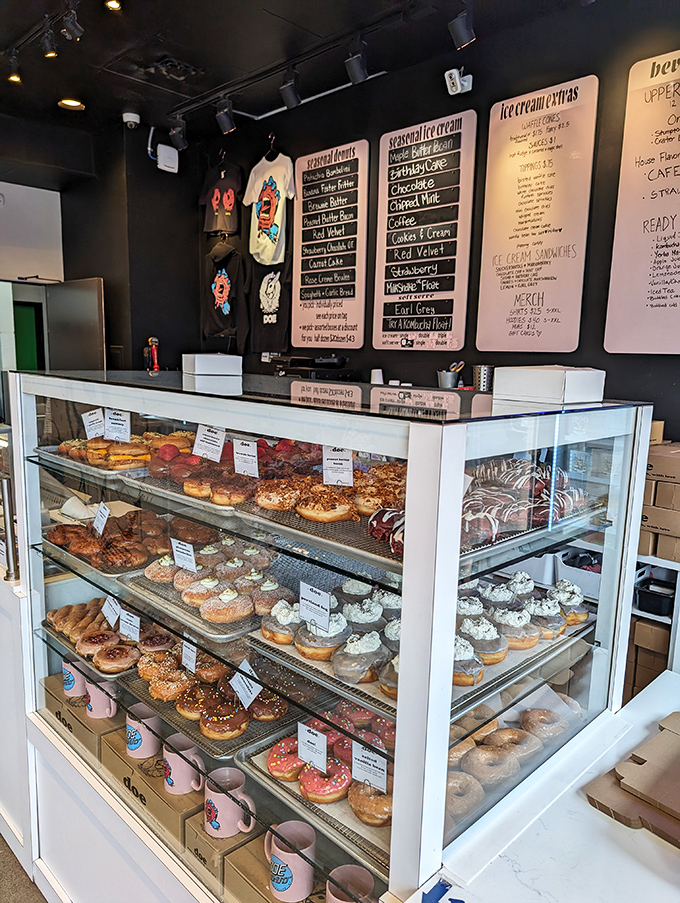 The vibrant red glaze and rainbow sprinkles aren't just toppings&mdash;they're a celebration, a tiny edible carnival waiting to make your taste buds dance. 