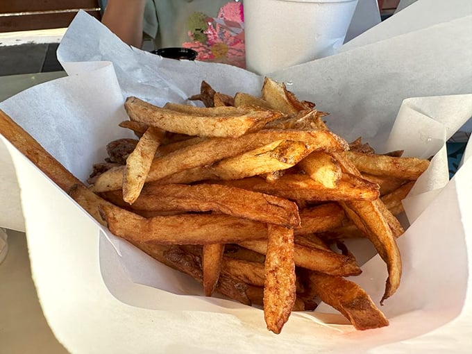 Hand-cut fries with crispy exteriors and fluffy insides&mdash;the ideal supporting actor to the burger's starring role.