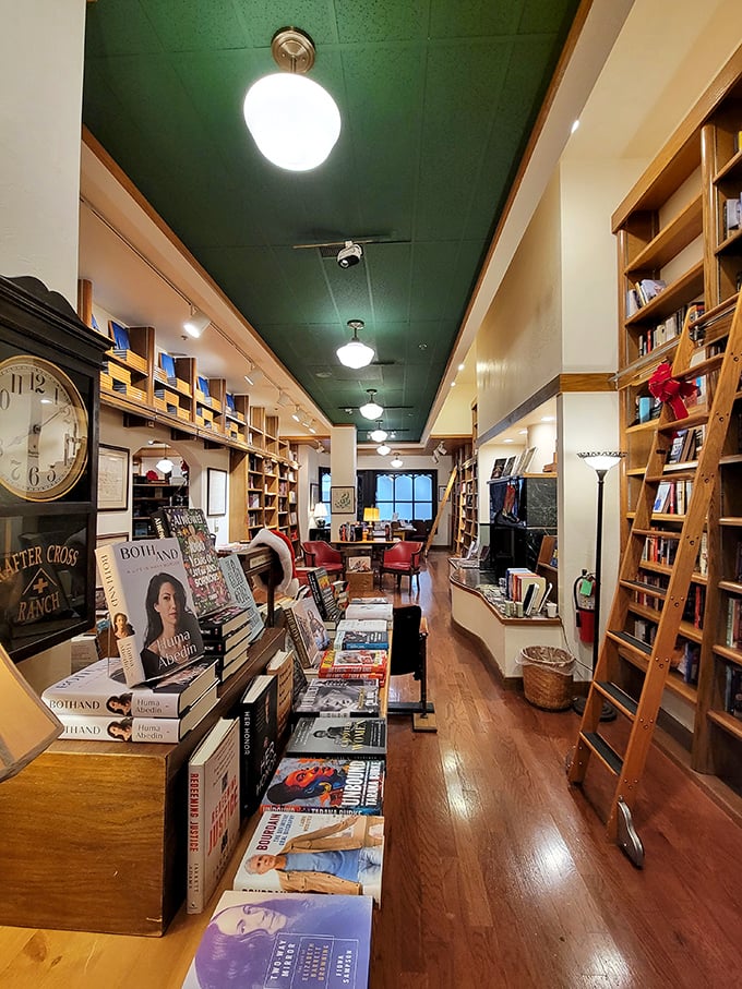 The warm wooden hallway lined with bestsellers and rolling ladders feels like the library from "Beauty and the Beast"&mdash;minus the talking candlestick.