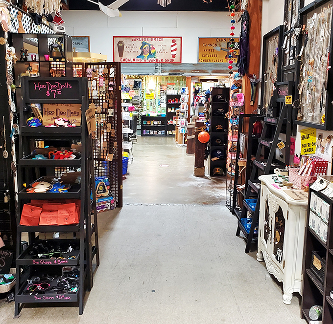 Every inch of wall space tells a story in this vendor's booth. Marie Kondo would have a panic attack, but treasure hunters rejoice! 