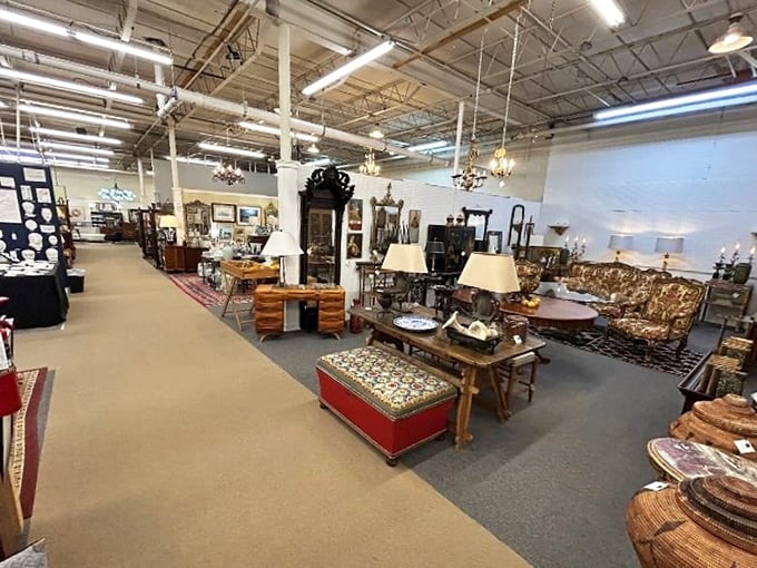 The expansive interior stretches into the distance like an Indiana Jones treasure room, minus the booby traps but with much better lighting.