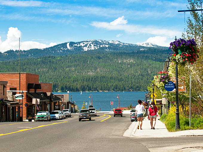 Downtown McCall offers that rare view where wilderness meets civilization, and hanging flower baskets compete with mountain vistas for your attention.