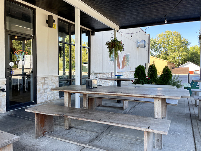 The outdoor seating area&mdash;where fresh air mingles with fresh coffee, creating the perfect stage for lazy weekend conversations.