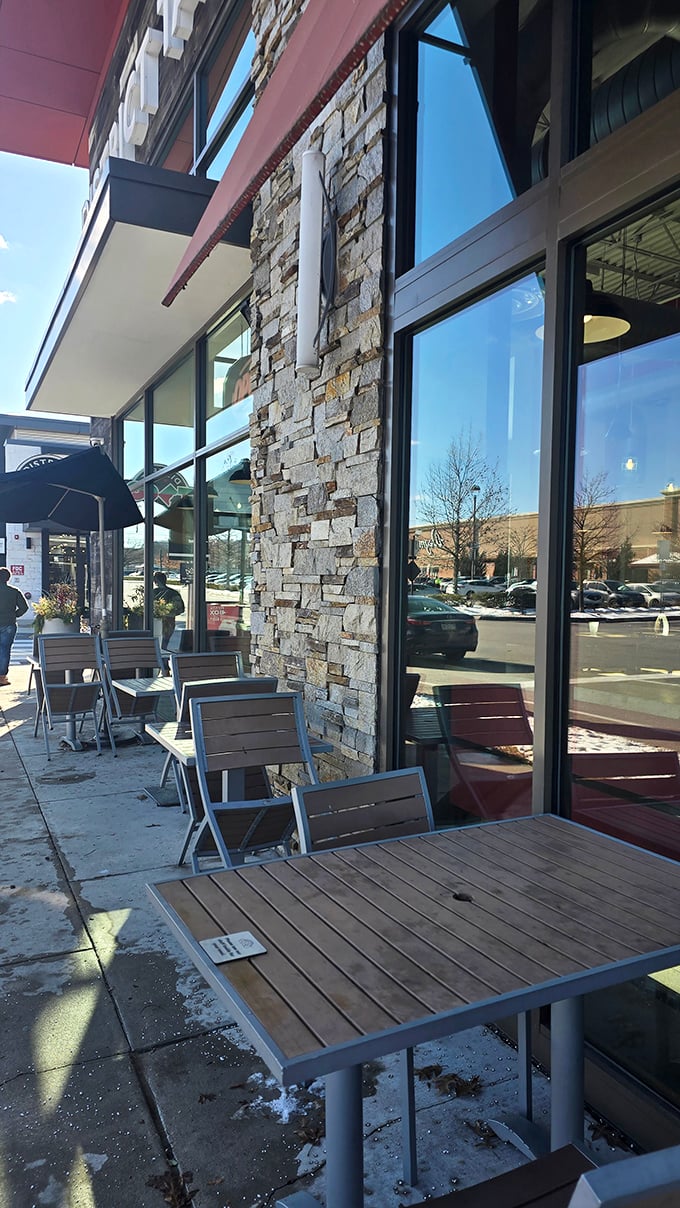 The outdoor seating area&mdash;where fresh air enhances your meal and people-watching becomes the perfect side dish. 