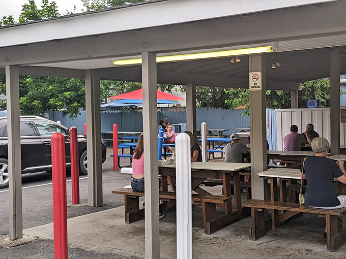 The covered patio&mdash;where strangers become friends over shared appreciation of ice cream that's worth traveling counties to experience.