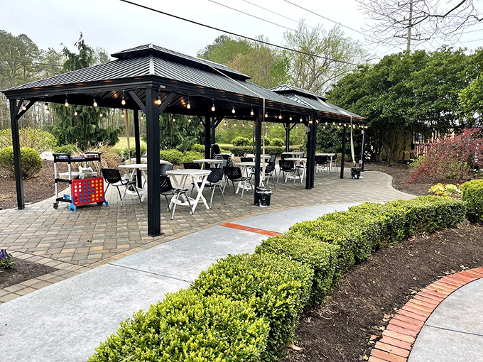 Outdoor seating that makes Virginia's weather look like it's always perfect&mdash;string lights included for when breakfast turns into an all-day affair.