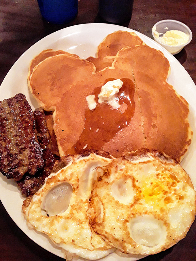 Pancakes with that ideal butter puddle in the center&mdash;the breakfast equivalent of a warm hug on a cold morning.
